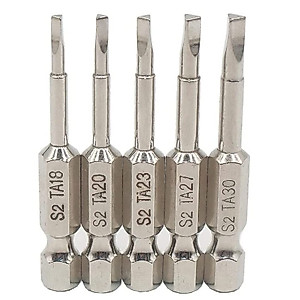 Fixinus 5 Pieces Magnetic Triangle Screwdriver Bits Set, 1/4 Inch Hex 1.8/2.0/2.3/2.7/3.0 Triangle Screwdriver Bits S2 Steel Triangle Drill, 50 mm Length
