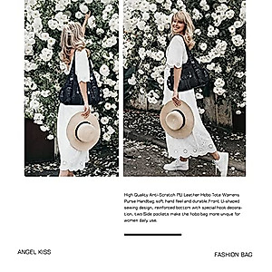 Angel Kiss Handbags for Women Soft PU Leather Large Hobo Bags for Ladies Top Handle Satchel Shoulder Bag Black