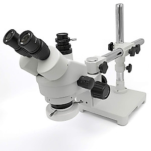 SWIFT S7 7X-45X Trinocular Stereo Microscope with Wide-Field 10X Eyepieces,0.7X-4.5X Zoom Objective Lens, Single-Arm Boom Stand, and 56-Bulb LED Ring Light