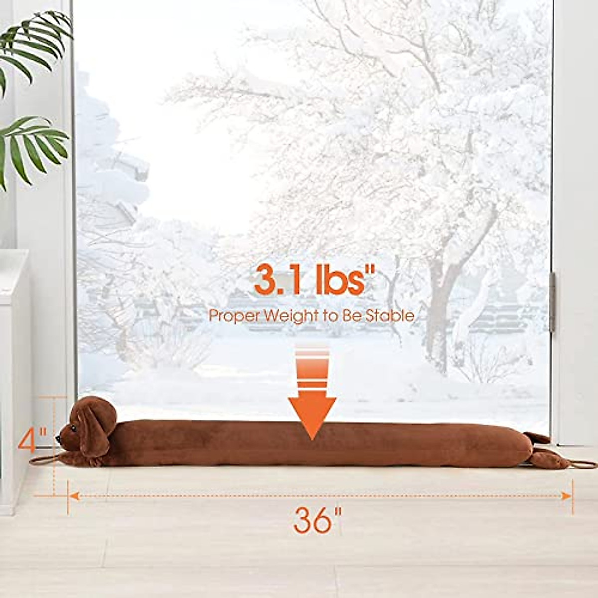 YOOGO Door Draught Excluder,90 cm Draught Excluder for Doors,Cute Dag Under Door Draught Excluder Under Door Seal Reduce Noise Draft Excluder Cushion,Machine Washable Draft Excluder for Bottom of Door