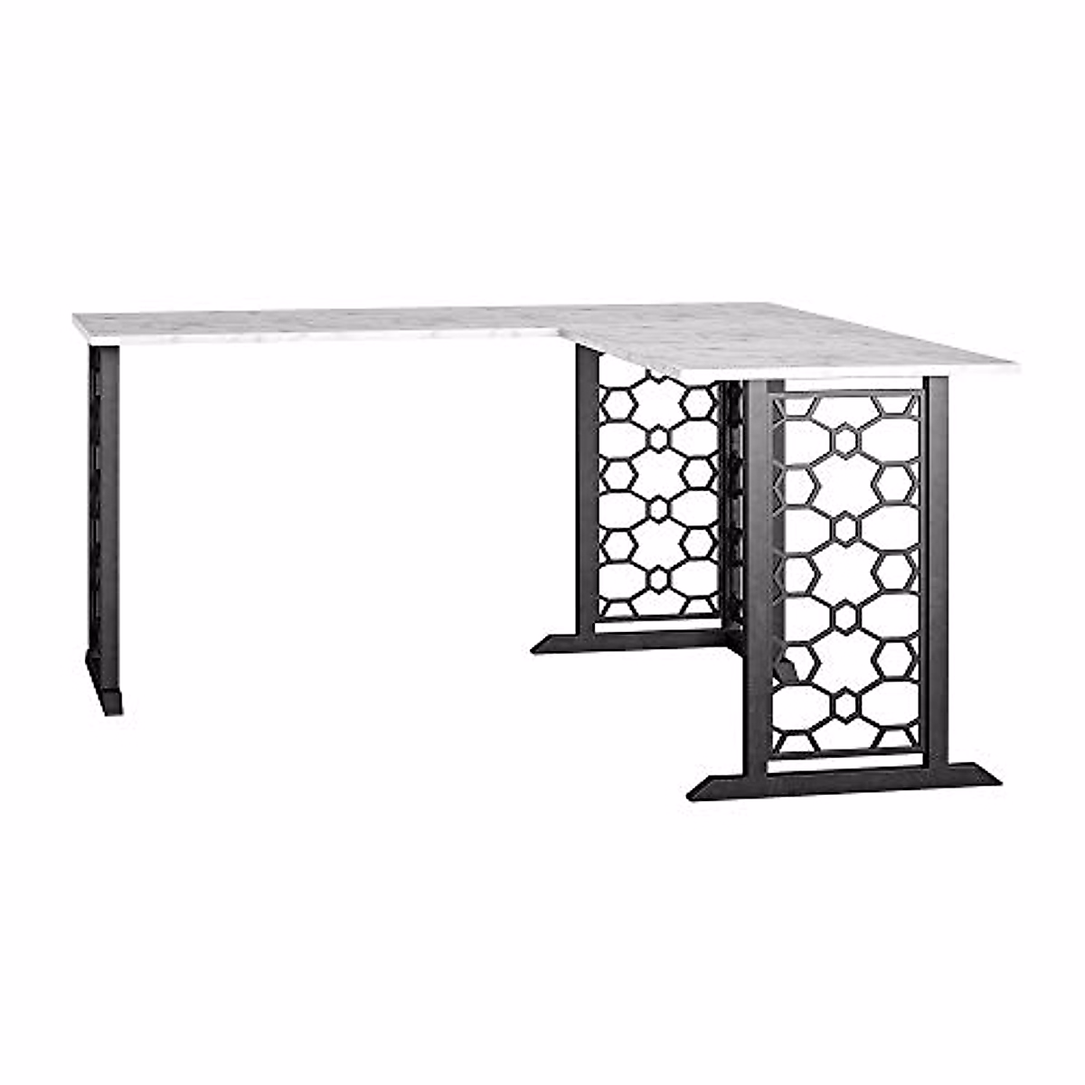 CosmoLiving by Cosmopolitan Ella L, White Marble/Black Desk