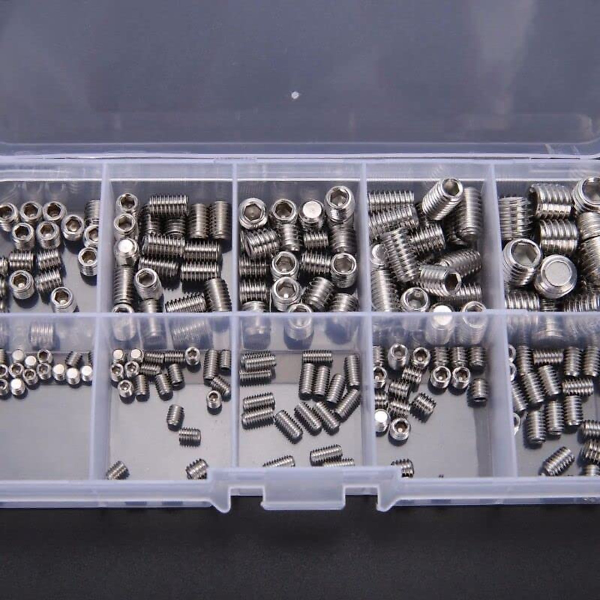 200Pcs Set Screws Assortment Kit, M3/ M4/ M5/ M6/ M8 Standard Allen Head Socket Hex Grub Screw, 304 Stainless Steel Metric Internal Hex Drive Set Screws