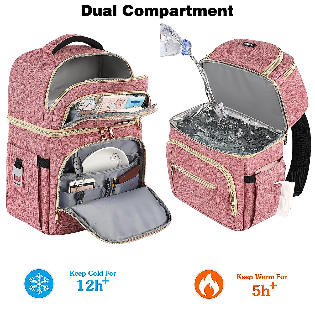 Cooler Backpack,Insulated Backpack Cooler Leakproof Double Deck Cooler Bag for Men Women RFID Lunch Backpack