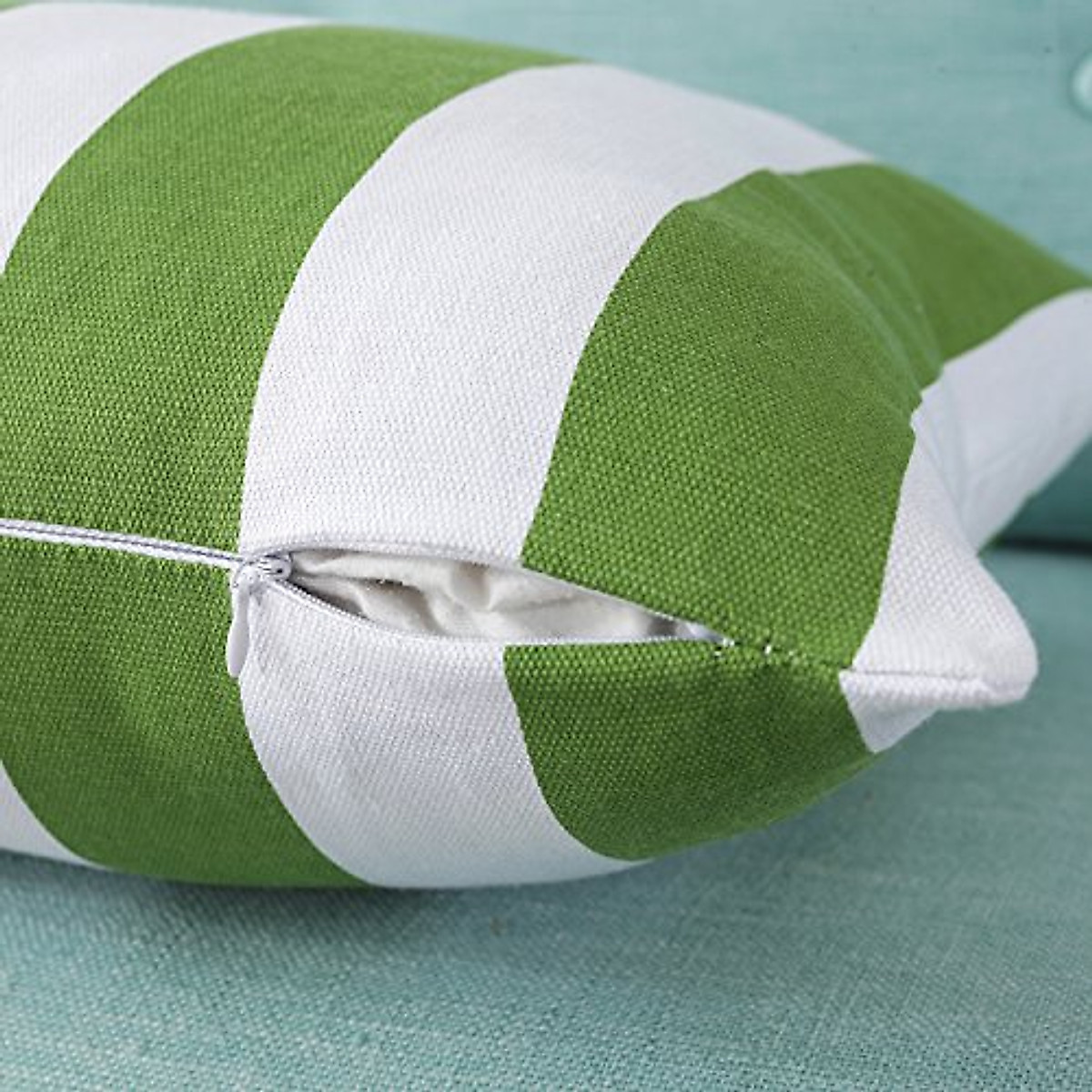 TAOSON Black and White Stripe Pattern Home Decorative Cotton Canvas Square Toss Pillowcase Cushion Cover Sofa Throw Pillow Case with Hidden Zipper Closure Only Cover No Insert 16 x 16 Inch 40x40cm