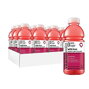 Vitamin Water ZERO Sugar - With Love - Raspberry Dark Chocolate | 20 Fl Oz Bottles | Pack of 12