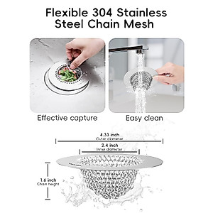 Kitchen Sink Drain Strainer, Flippable Mesh Sink Strainer, Wokdada 304 Stainless Steel Sink Screen, Easy Clean Large Basket Strainer, Anti-Clog Garbage Disposal Cover Fit for Standard 4-1/3 Inch Drain
