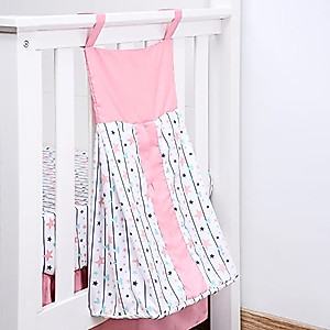 JISEN 5 Piece Crib Bedding Set for Girls Unicorns Baby Girl Bedding Crib Set Nursery Bedding Sets - Crib Quilt Crib Sheet Pillowcase Crib Skirt Diaper Stacker