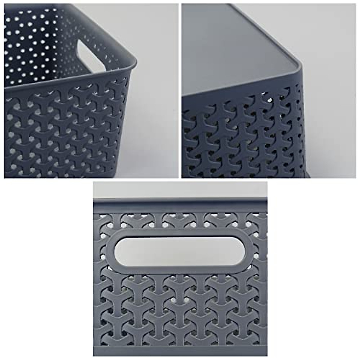 Neadas Plastic Woven Storage Basket, Plastic Weave Storage Bin, 4 Packs