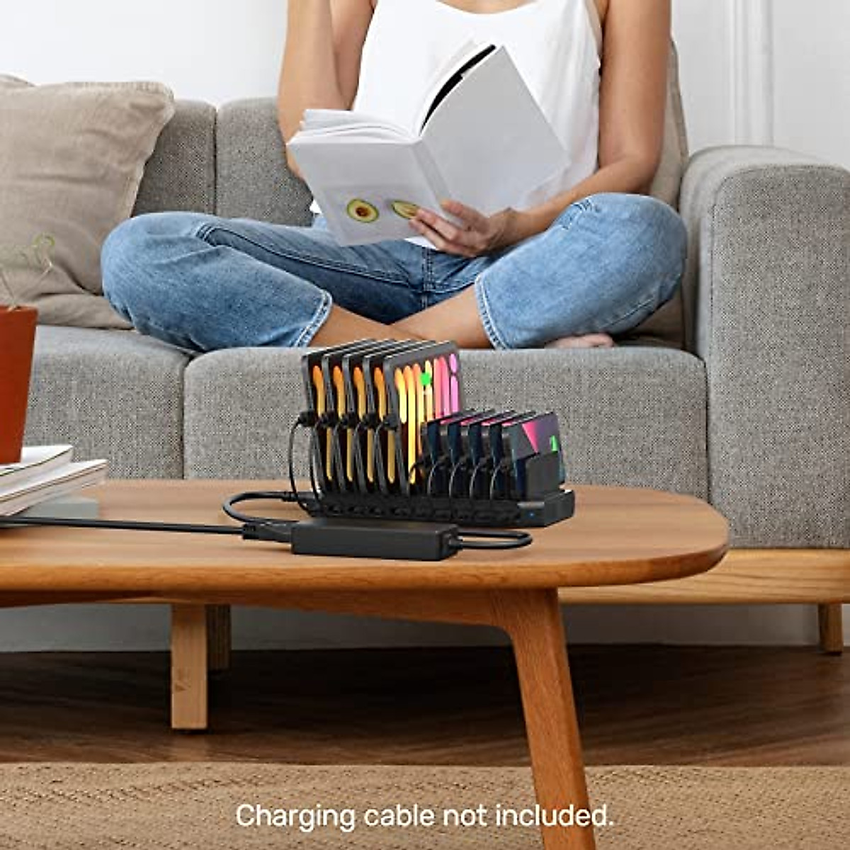 Alxum USB Fast Charging Station with Quick Charge 3.0, 10 Port Charging Stand for Multiple Devices, Compatible with iPad, iPhone, Samsung Galaxy, Black