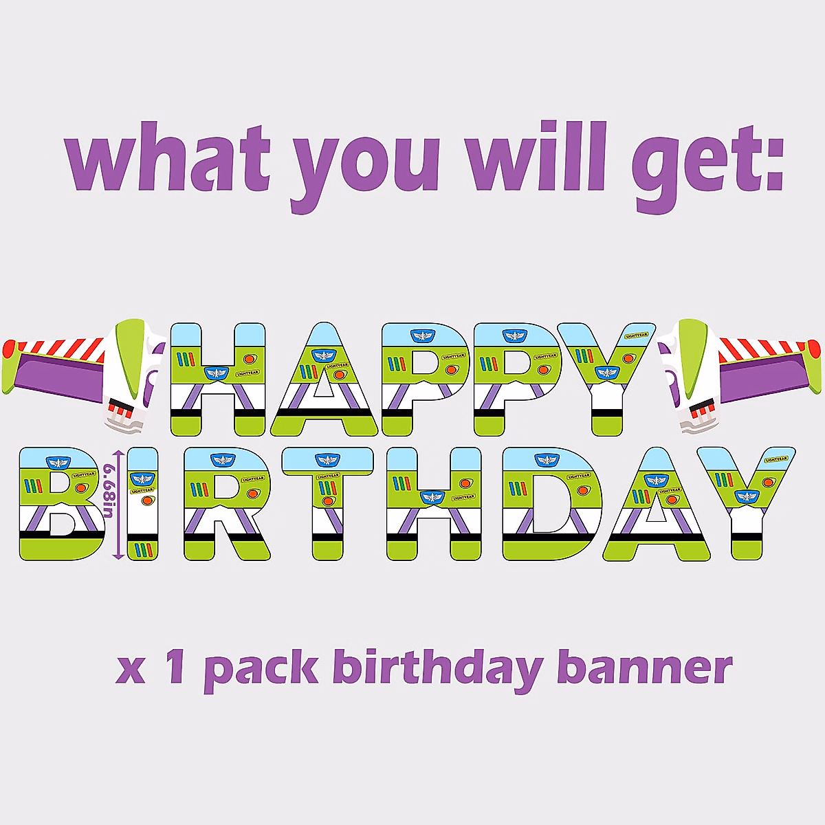 Light inspired Year Birthday Decorations Buzz Birthday Banner Party Supplies for Cartoon Story 1st 2nd 3rd 4th 10th Bday Decor(Purple)