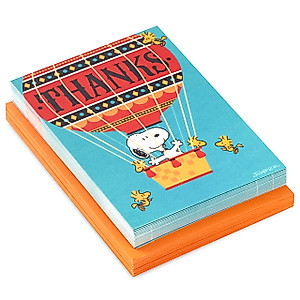 Hallmark Peanuts Thank You Cards, Snoopy in Hot Air Balloon (20 Cards with Envelopes)