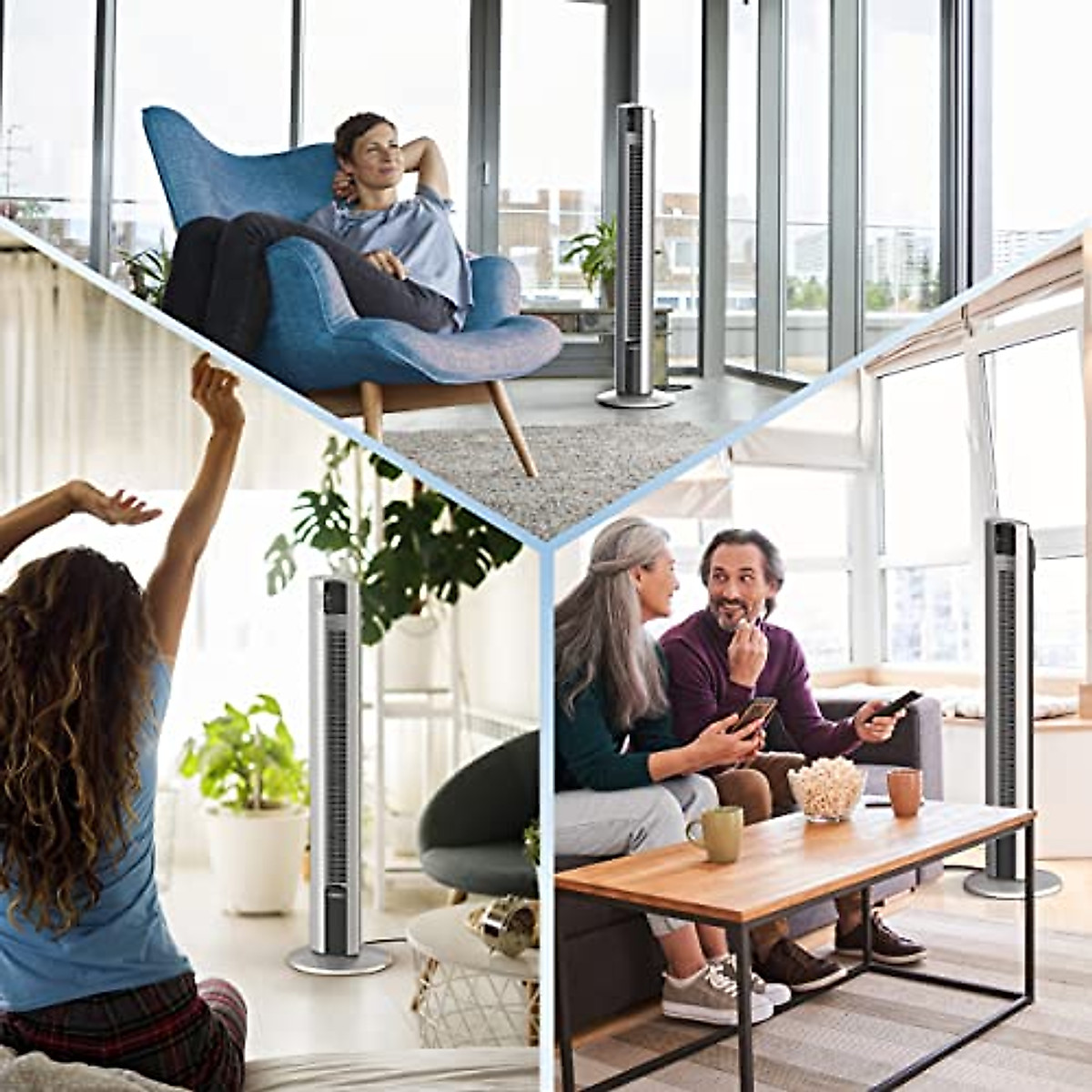 Lasko Portable Electric 48" Oscillating Tower Fan with Fresh Air Ionizer, Timer and Remote Control for Indoor, Bedroom and Home Office Use, Gray T48310