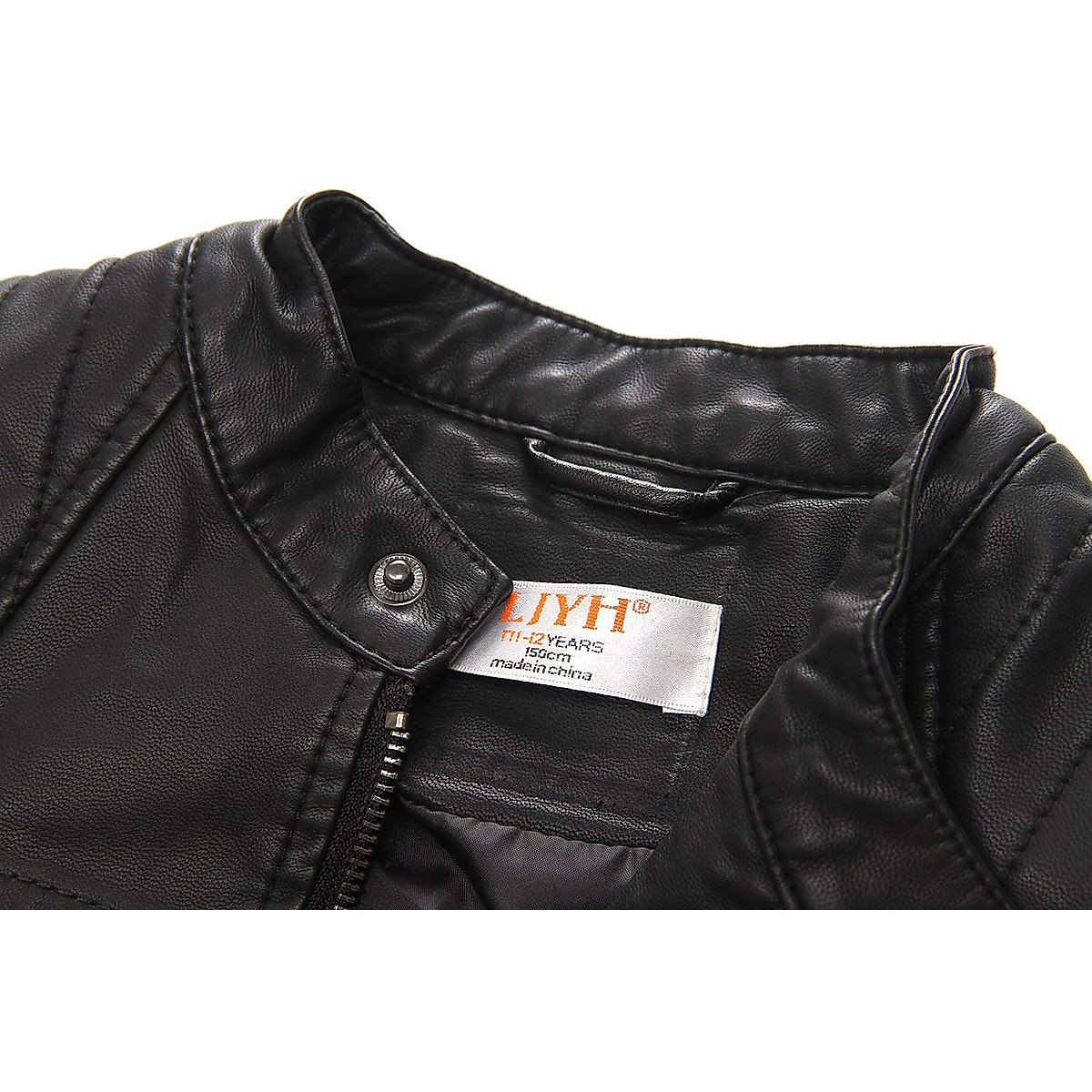 LJYH Boys' Faux Soft Leather Jackets Children Biker Outerwear Coats Black 5/6yrs