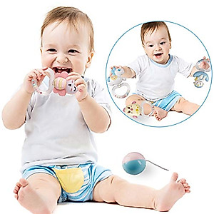 BOBXIN Baby Musical Crib Mobile with Projector and Night Light,150 Music,Timing Function,Take Along Mobile Music Box and Rattle,Gift for Toddles(with Bibs)