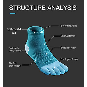 OrrinSports 3 Pairs Women & Men's Athletic Toe Socks Five Finger Socks for Running Hiking Walking Quarter Crew (Size Medium)