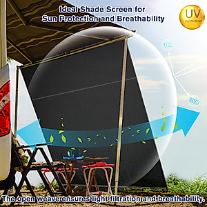 PAULINN RV Awning Front Sunshade Screen 9' X 15', Black Mesh Screen with Zipper for UV Blocker and Privacy, Complete Camper Awning Front Shade Screen Kit for Motorhome Camping Trailer Canopy