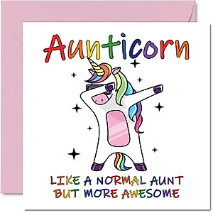 Stuff4 Aunt Birthday Cards for Her - Aunticorn - Funny Aunty Birthday Cards, 5.7 x 5.7 Inch Birthday Greeting Cards, Happy Birthday Aunt Card Unicorn Awesome Auntie Present Gift from Nephew or Niece