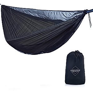 onewind Hammock Mosquito Single & Double Camping Hammocks Bugnet -360-Degree Protection Bottom Entry Security from Bugs, Mosquitoes, No See Ums, Spiders & Pesky Bugs -Lightweight Compact Easy Setup