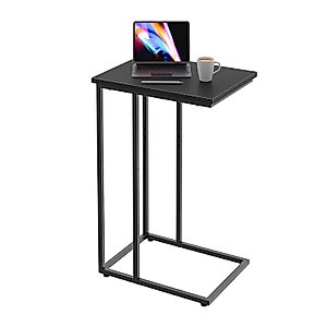Innerjoin C Shaped End Table, C Side Table for Sofa, Couch and Bed, Tv Tray Table fits Small Space, Living Room Bedroom, Black