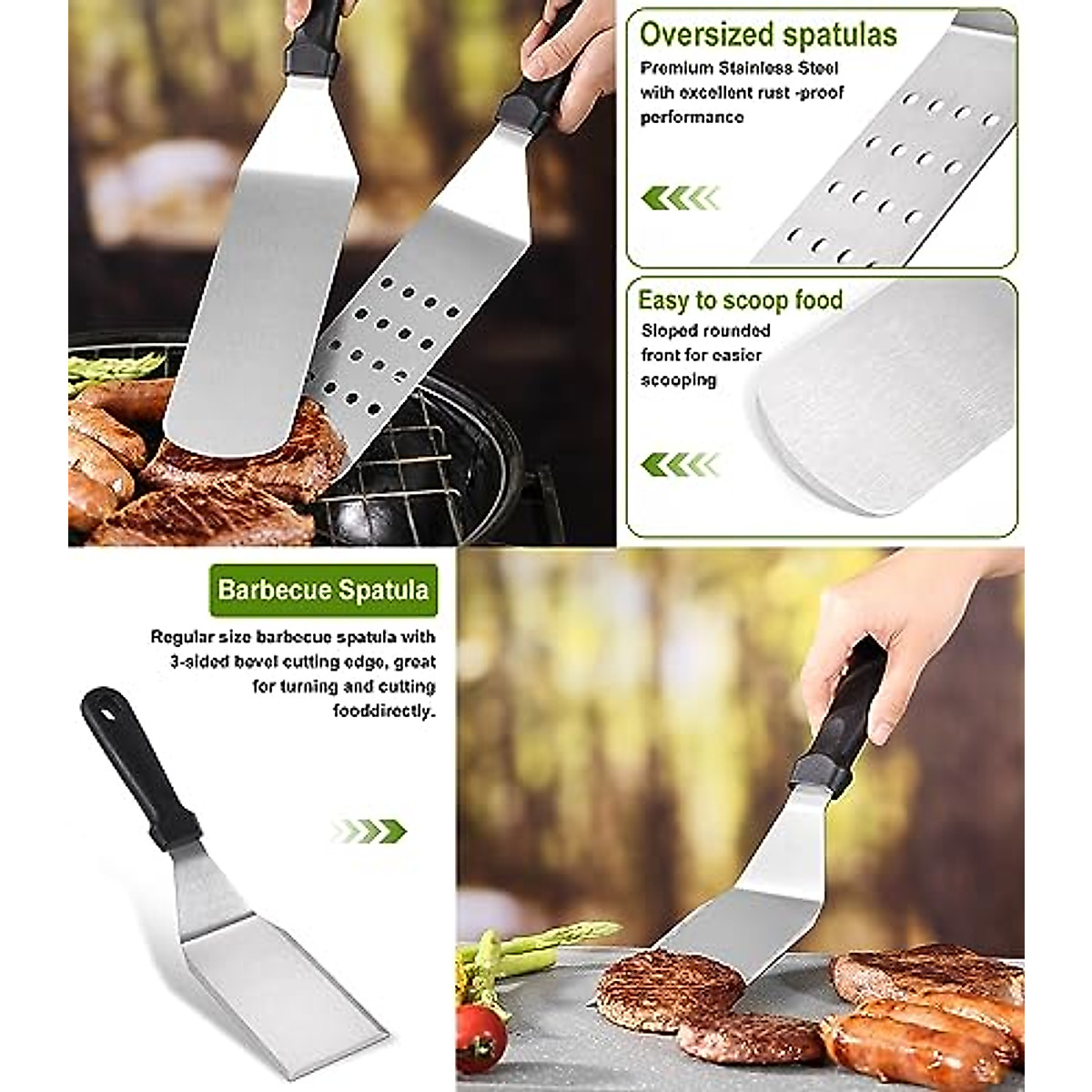 Griddle Accessories kit for Blackstone Flat top Grill and Camp Chef,16 Pieces Stainless Steel BBQ Barbecue Tools Set for Outdoor Backyard Grill Tools Gift for Men Women.