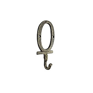 Handcrafted Nautical Decor Rustic Gold Cast Iron Letter O Alphabet Wall Hook 6"