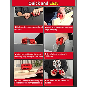 Edge Banding Trimmer, Edge Banding Cutter with Tungsten Carbide Blades, Woodworking Edge Banding Trimmer Tool for All Directions