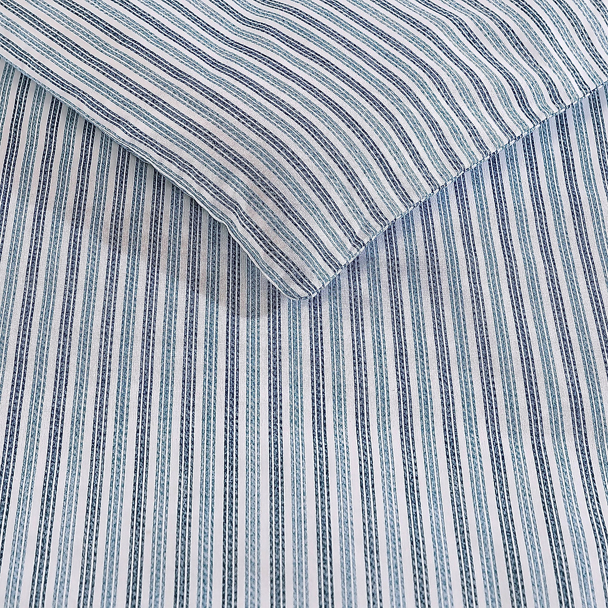 Eddie Bauer- Twin Duvet Cover Set, Cotton Bedding Set with Matching Sham(s), Casual Home Décor (Ticking Stripe Navy, Twin)