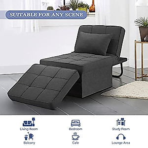 Saemoza Sleeper Sofa Bed, 4 in 1 Multi Function Single Folding Ottoman Bed, Modern Sleeper Convertible Chair Adjustable Backrest Small Couch Bed for Living Room/Small Apartment, Deep Grey