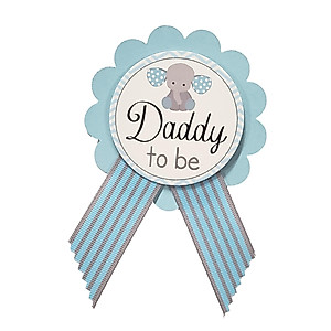 Dad to Be Pin Elephant Baby Shower Button It's a Boy for daddy to wear, Blue & Gray, Baby Sprinkle