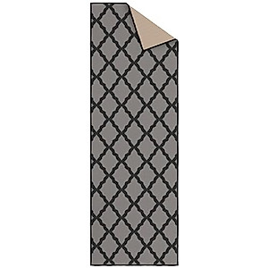 Machine Washable Moroccan Trellis Design Non-Slip Rubberback 2x5 Traditional Indoor Runner Rug for Hallway, Kitchen, Bedroom, Entryway, 20" x 59", Dark Gray