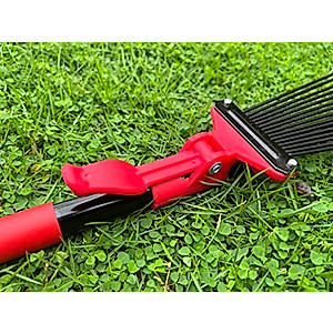 HXBYX 64 Inch Garden Leaf Rake, 15 Metal Tines, Adjustable Handle and Rake Tooth Spacing, Yard Leaf Rake for Picking up Leaves, Grass Clippings, Shrubs, Garbage and More