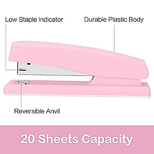 Deli Stapler, Desktop Stapler, Office Stapler, 25 Sheet Capacity, Includes 1000 Staples and Staple Remover, Pink
