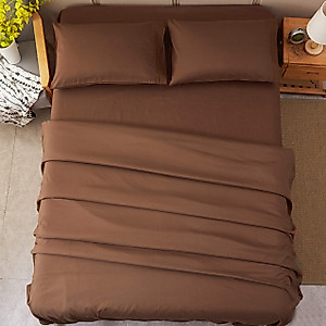 SONORO KATE Bed Sheet Set Super Soft Microfiber 1800 Thread Count Luxury Egyptian Sheets 18-Inch Deep Pocket Wrinkle-4 Piece(Full XL Brown)