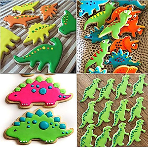 Bonropin Dinosaur Cookie Cutters Set - 7 Piece Stainless Steel Cutters Molds Cutters for Making T-Rex, Stegosaurus, Brontosaurus, Triceratops, Tyrannosaurus, Spinosaurus, Dinosaur Footprint