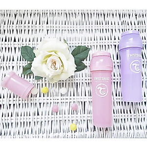 Twistshake Anti Colic Baby Bottles - Premium 330ml/11oz Bottles with 100ml Milk Storage Container for a Comfortable Feeding Experience for Baby Care - Pastel Pink