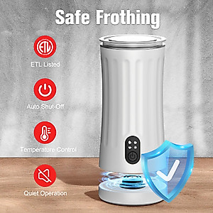 Generic Electric Milk Frother, 4-in-1 Milk Steamer and Frother, 8.1oz/240ml Automatic Warm and Cold Foam Maker, Milk Warmer and Coffee Frother for Latte, Cappuccino, Macchiato(White), SS-001