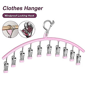 Drying Drip Hanger, 2Pcs Space Saving Sock Hangers Stainless Steel Sock Dryer Laundry Drying Rack Clothes Hanger Anti-skidding Legging Hangers Durable Sock Peg Hanger for Underwear Socks Pink