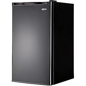 HBN 3.2Cu.Ft Mini Fridge with Freezer - Small Refrigerator for Bedroom, Office, Dorm, Apartment with Reversible Single Door & Temperature Control Knob & Removable Stainless Shelves - UL Listed