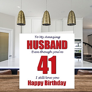 Funny 41st Birthday Cards for Husband - 41 I Still Love You - Happy Birthday Card for Husband from Wife Partner, Forty-One Forty-First Hubby Gifts, 5.7 x 5.7 Inch Joke Humor Greeting Cards