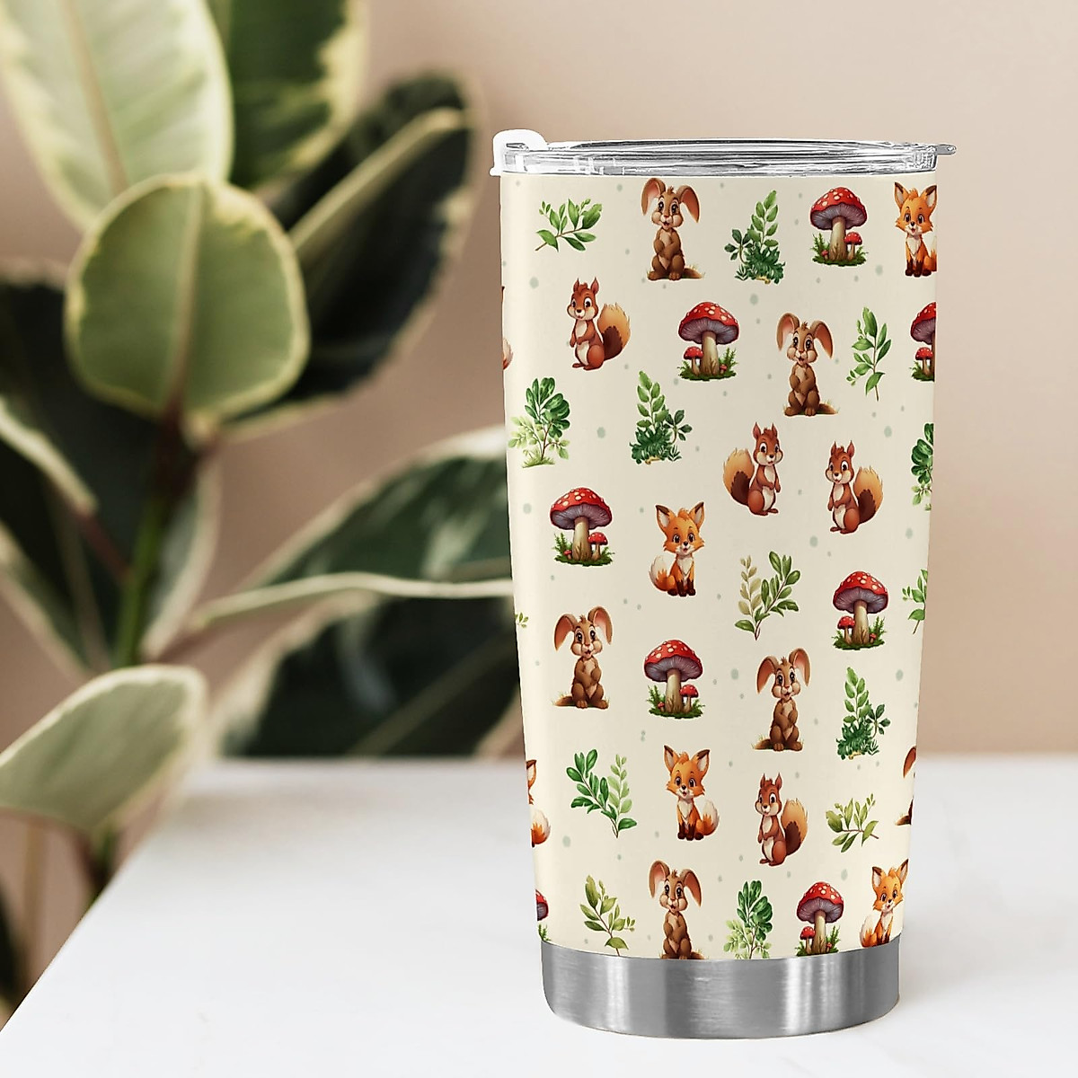 Forest Animal Fox Squirrel Rabbit Insulated Travel Tumblers,Stainless Steel Vacuum Insulated Tumblers,20oz Tumbler with Lid,Travel Coffee Mug for Home Office Outdoor Ice Drinks and Hot Beverage
