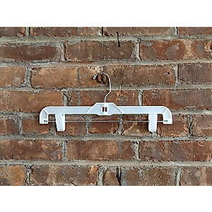 NAHANCO 1600PCLH Plastic Skirt/Pant Hangers, Heavy Weight with Long Hook and Plastic Clips, 14" White Hi-Impact (Pack of 100)