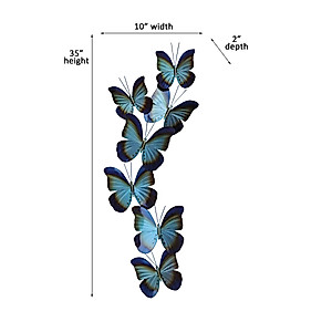 T.I. Design Blue Butterflies Contemporary Metal Wall Decor