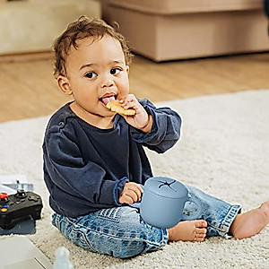 Thenshop 4 Pack Silicone Sippy Cup and Snack Cup for Baby, Spill Proof Snack Container for Toddler over 6 Months Baby, Training Cup with Handles and Spout Lid Set