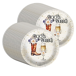 Birthday Galore Boots and Bubbly Bridal Shower Party Supplies Large 9" Paper Plates in Bulk 32 Piece