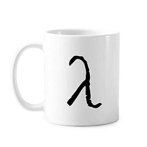 Greek Alphabet Lambda Black silhouette Mug Pottery Ceramic Coffee Porcelain Cup Tableware