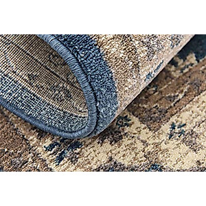 Unique Loom Salzburg Collection Classic Traditional Medallion Design Oriental Inspired Area Rug, 4' 0" x 4' 0", Blue/Beige