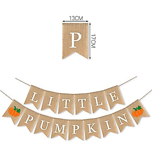 7-gost Burlap Little Pumpkin Banner Fall Autumn Baby Shower Party Birthday Garland Supplies