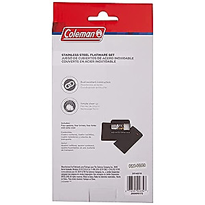 Coleman Stainless Steel Flatware Set with Plastic Handles, 12-Piece , Black