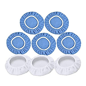 KingBra Car Polisher Pad Bonnet Wax Bonnet Set (7 to 8 Inches), 5Pcs Soft Microfiber + 3Pcs Wool Polishing Bonnet Orbital Buffing Pad Cover Waxing Bonnet for Car Polisher