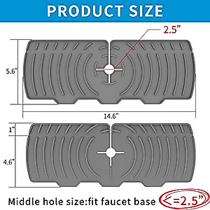 Silicone Faucet Handle Drip Catcher Tray，Sink Mat、Sink Protectors for Kitchen Sink Accessories Sponge Holder,Drip Protector Splash Countertop,Bathroom Faucet Accessories Drying Pad (Gray 1PCS)
